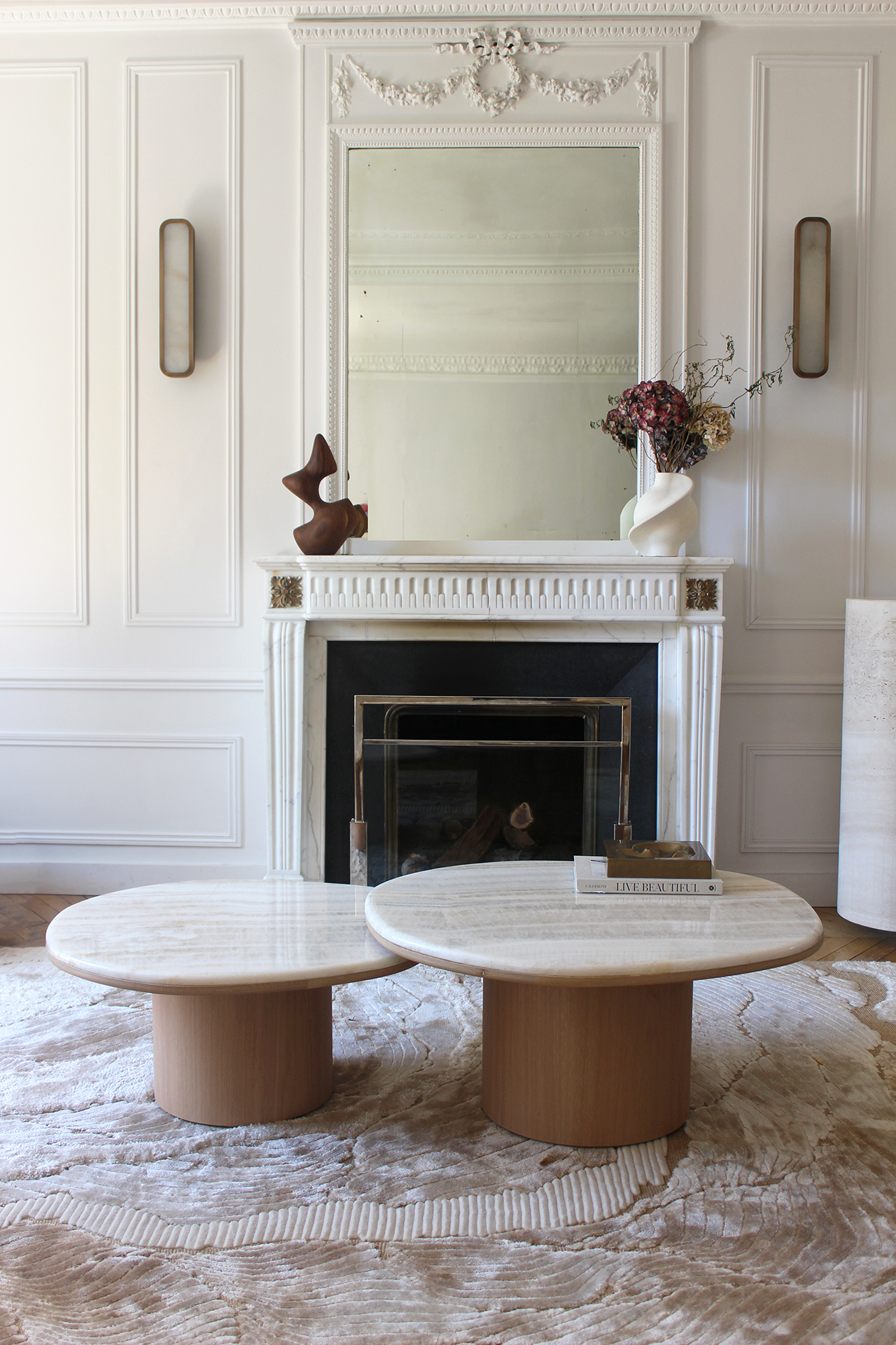 ALEXIS DUO TABLES IVORY ONYX & OAK - Marbera